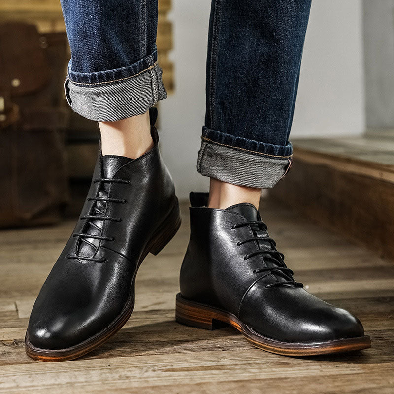 Enzo Leather Lace-Up Boots – Lucerti